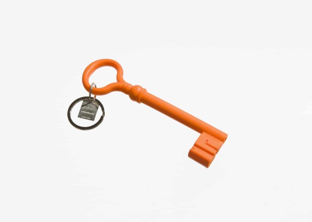 Orange Key Keychain Visible at Night - Harry Allen Design